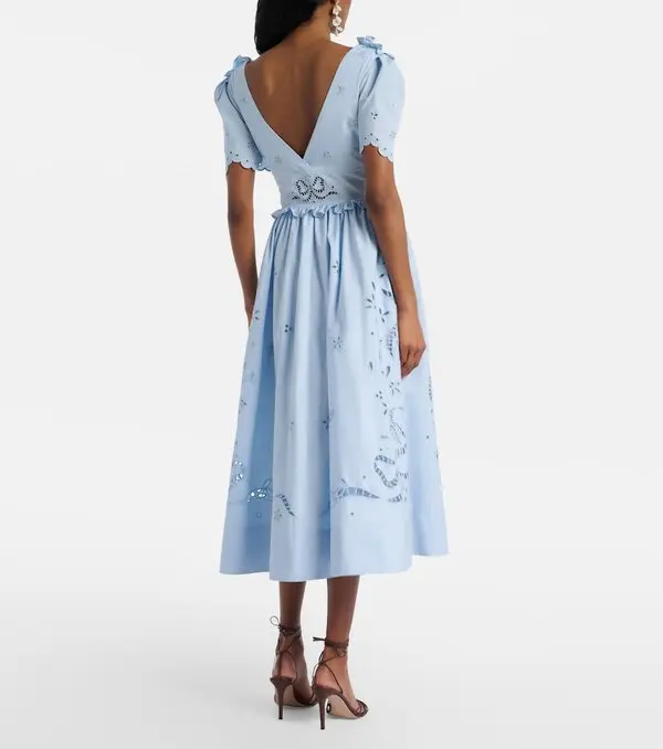 SELF-PORTRAIT Broderie Anglaise Cotton-blend Midi Dress
