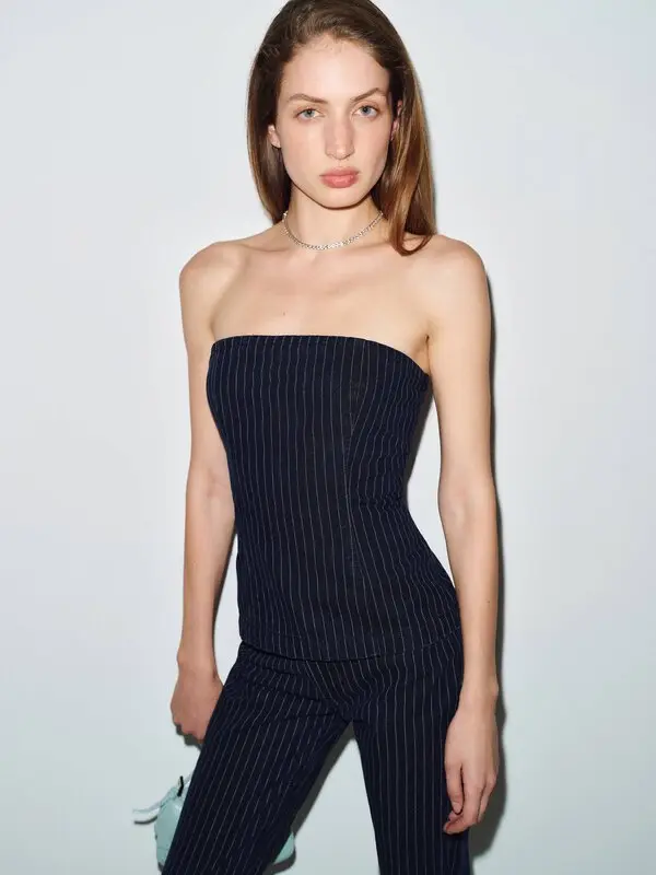 REFORMATION Renee Strapless Denim Top