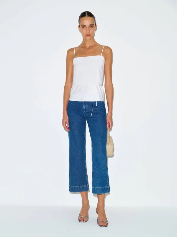 REFORMATION Augusta Sleeveless Top With Waist Tie - Ivory