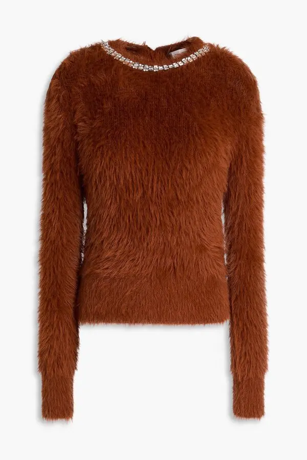 Zimmermann Crystalembellished Brushed Knitted Sweater