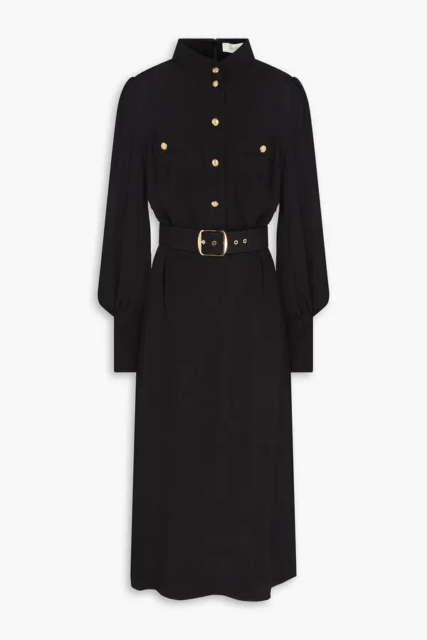 Zimmermann Belted Crepe Midi Dress - Black