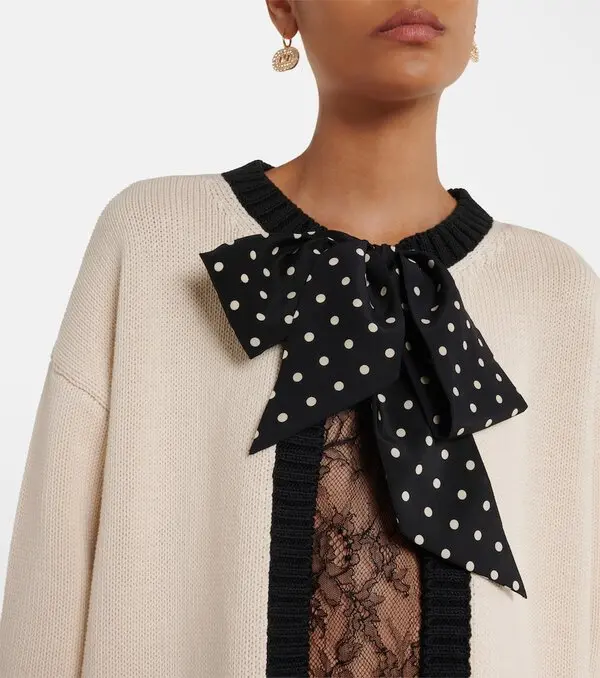 Valentino Garavani Cotton Blend Cardigan With Bow Detail - White