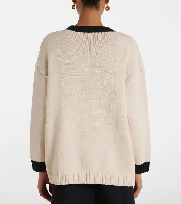 Valentino Garavani Cotton Blend Cardigan With Bow Detail - White