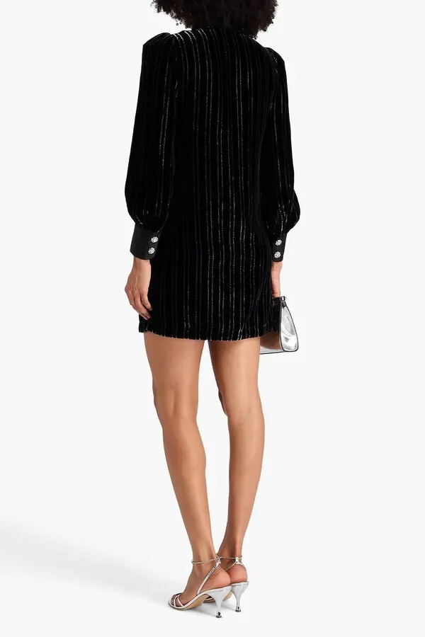 Zimmermann Metallic Striped Velvet Mini Shirt Dress