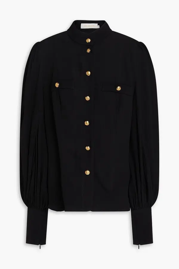 Zimmermann Crepe Puffed Sleeve Blouse - Black