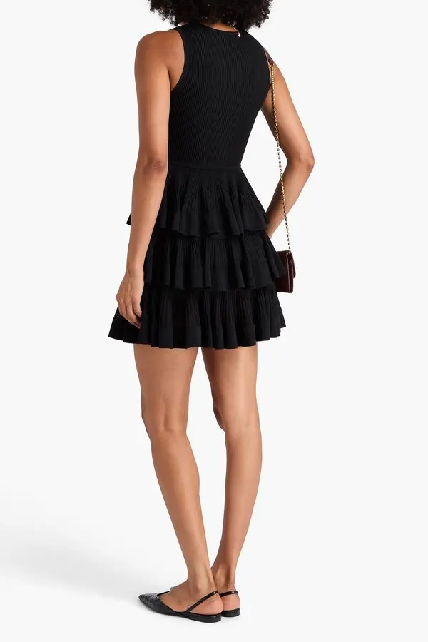 Zimmermann Tiered Ribbedknit Mini Dress