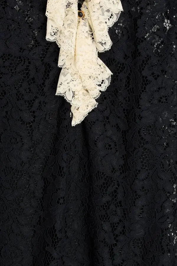 Zimmermann Ruffled Twotone Cottonblend Corded Lace Mini Dress