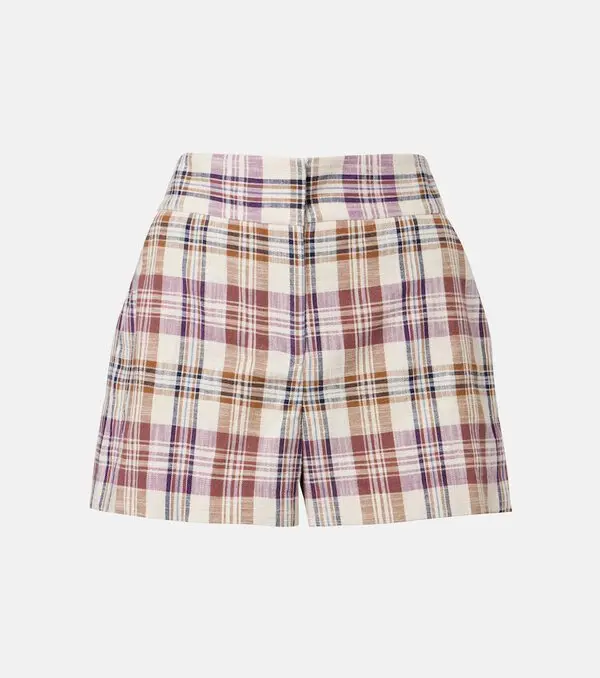 Veronica Beard Allen Cotton-blend Plaid Shorts - Beige