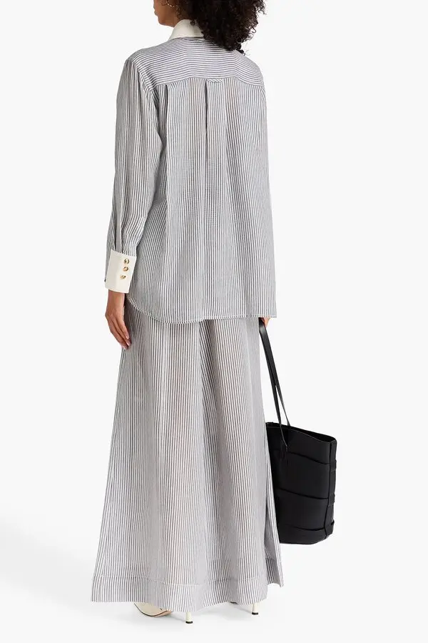Zimmermann Pussybow Striped Cotton And Silkblend Shirt