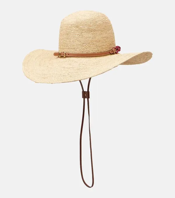 Miu Miu Leather-trimmed Raffia Sun Hat