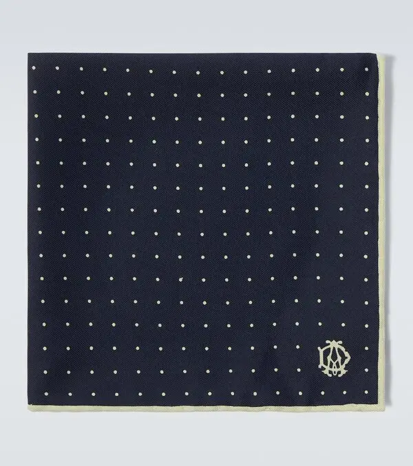 Dunhill Polka-dot Silk Scarf - Blue
