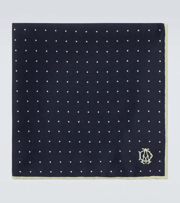 Dunhill Polka-dot Silk Pocket Square - Green