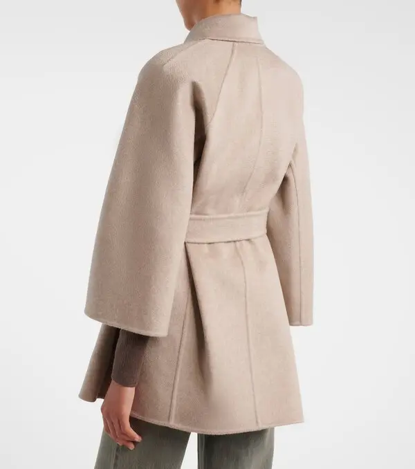 Max Mara Cashmere Wrap Coat With Detachable Scarf - Beige