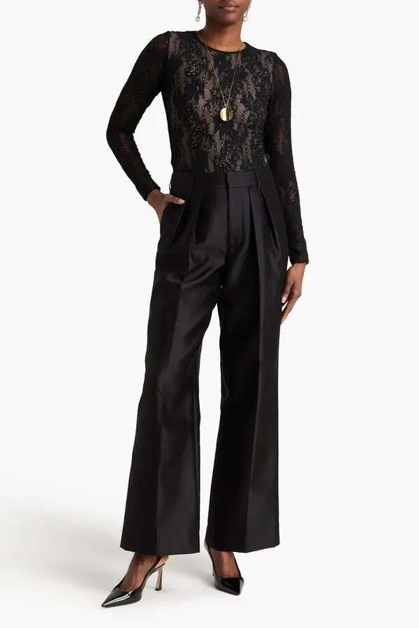 Zimmermann Silk And Woolblend Satintwill Wideleg Pants