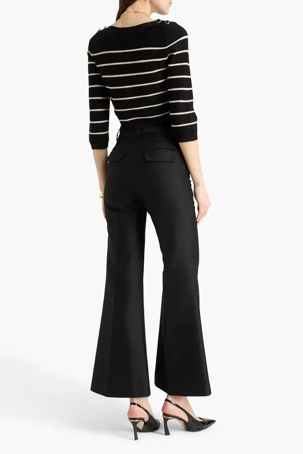 Zimmermann Cropped Striped Stretchknit Sweater