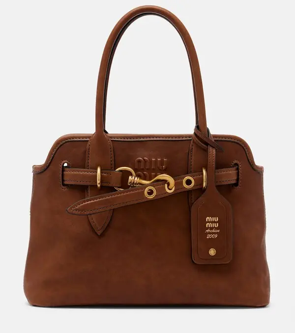 Miu Miu Aventure Small Leather Shoulder Bag - Brown