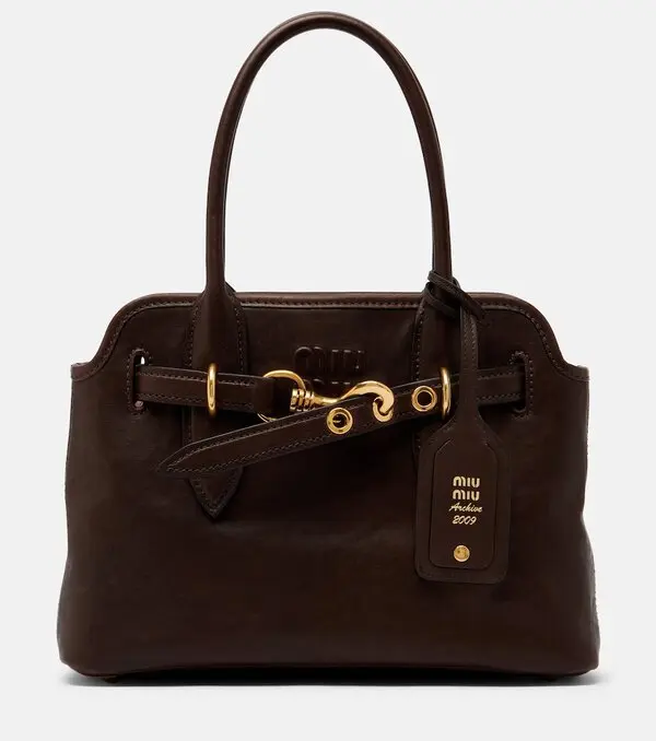 Miu Miu Aventure Small Leather Shoulder Bag - Brown