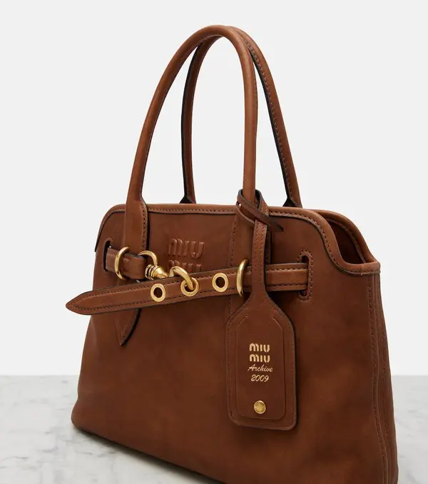 Miu Miu Aventure Small Leather Shoulder Bag - Brown