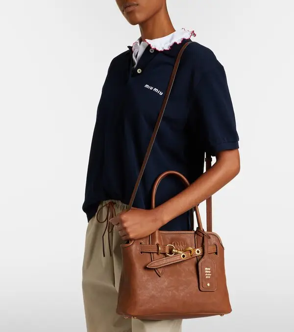 Miu Miu Aventure Small Leather Shoulder Bag - Brown