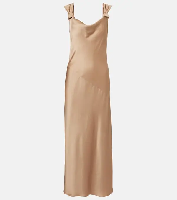 Max Mara Satin Maxi Dress - Brown