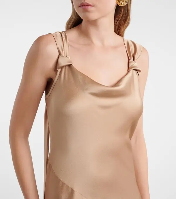 Max Mara Satin Maxi Dress - Brown