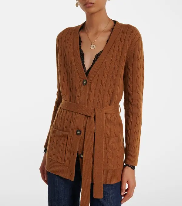 Valentino Garavani Cable-knit Cashmere Cardigan