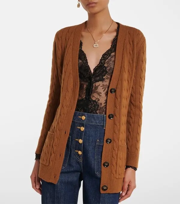 Valentino Garavani Cable-knit Cashmere Cardigan