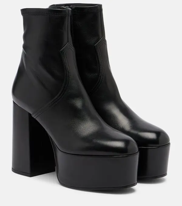 Valentino Garavani Leather Platform Ankle Boots - Black