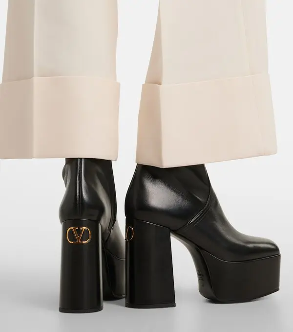 Valentino Garavani Leather Platform Ankle Boots