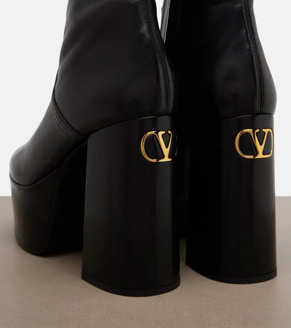 Valentino Garavani Leather Platform Ankle Boots