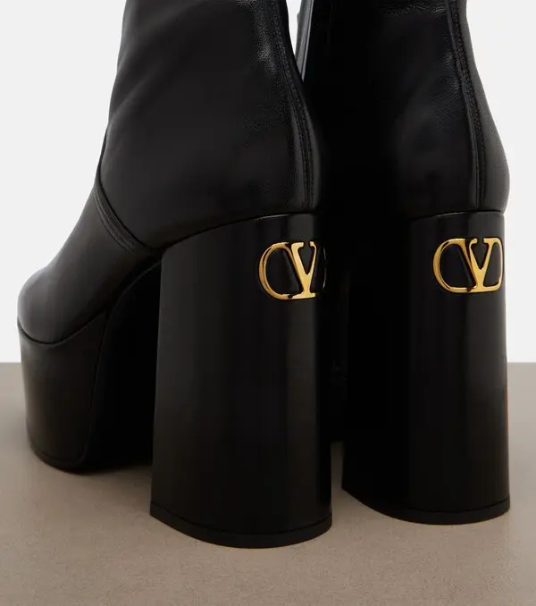 Valentino Garavani Fawcette Leather Platform Ankle Boots
