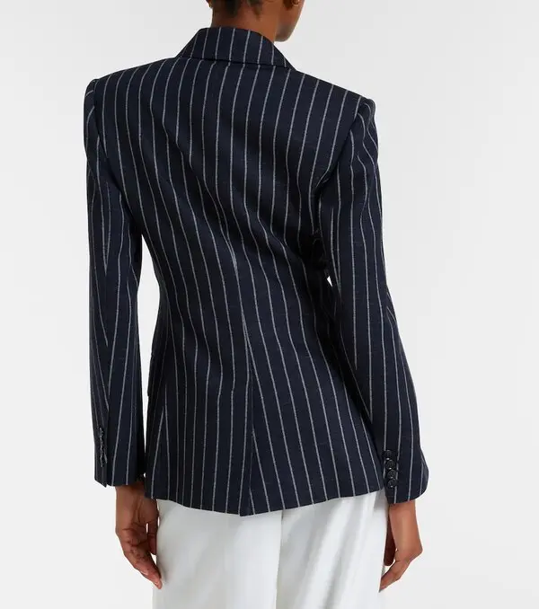 Max Mara Double-breasted Pinstripe Jersey Blazer - Blue