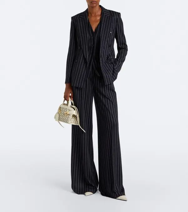 Max Mara Double-breasted Pinstripe Jersey Blazer - Blue