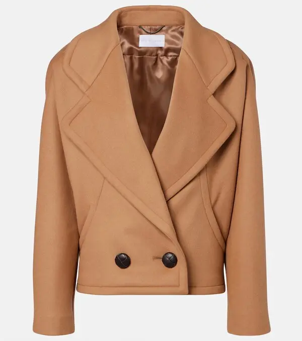 Stella McCartney Cropped Wool Peacoat - Beige