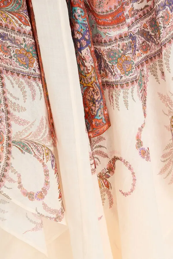 Zimmermann Pussy-bow Paisley-print Ramie Midi Dress