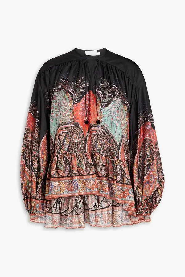 Zimmermann Paisleyprint Silk Blouse - Black