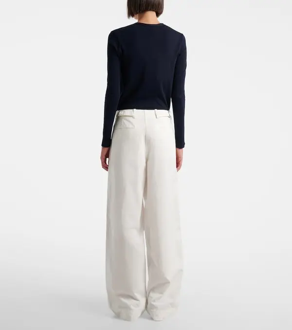 THE ROW Fadry Cotton Gabardine Wide-leg Pants - White