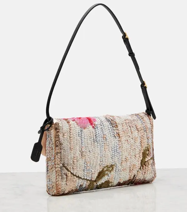 Valentino Garavani Devain" Small Floral Sequined Shoulder Bag
