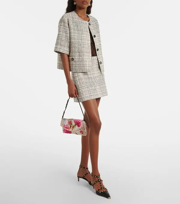 Valentino Garavani Devain" Small Floral Sequined Shoulder Bag