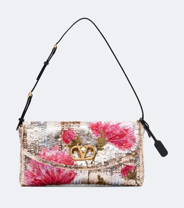Valentino Garavani Devain Small Floral Sequined Shoulder Bag - Multicoloured