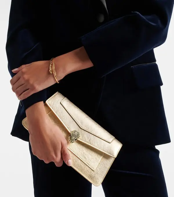BVLGARI Serpenti Forever Metallic Leather Clutch