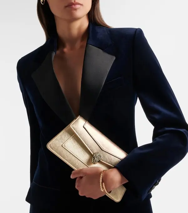 BVLGARI Serpenti Forever Metallic Leather Clutch
