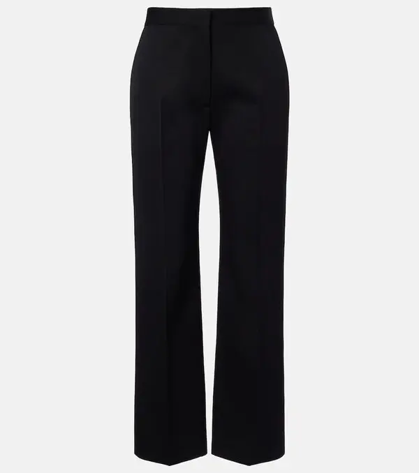 THE ROW Trino Wool Straight Leg Trousers - Black