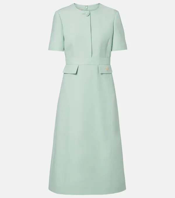 Valentino Garavani Crepe Couture Vgold Midi Dress - Celadon