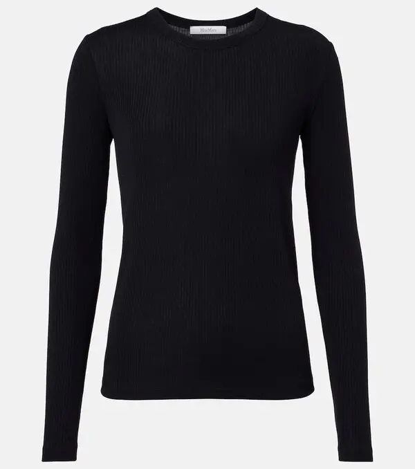 Max Mara Ribbed-knit Crewneck T-shirt - Blue