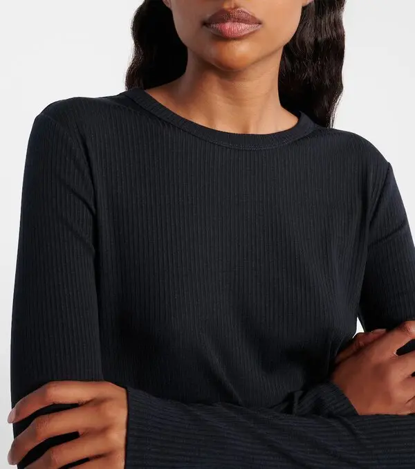 Max Mara Ribbed-knit Crewneck T-shirt - Blue