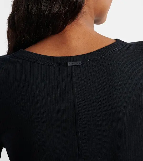 Max Mara Ribbed-knit Crewneck T-shirt - Blue
