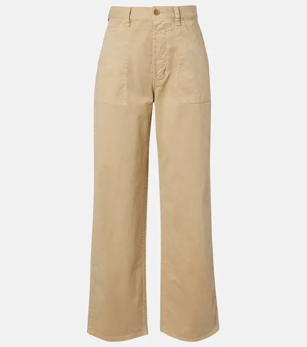 NILI LOTAN Whitney Cotton Wide-leg Pants - Beige