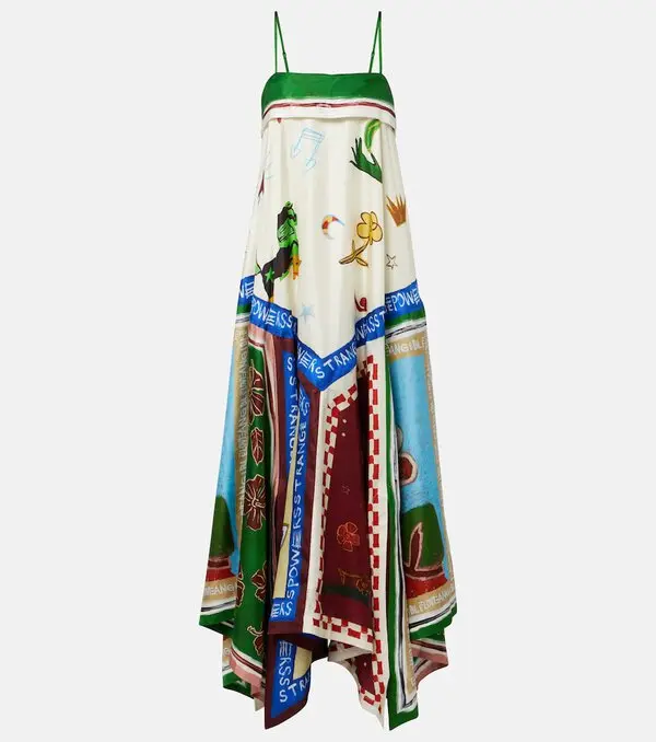 ALEMAIS X Mlak Tangible Love Printed Silk Midi Dress - Multicoloured