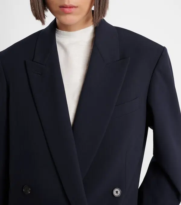 THE ROW Paden Double-breasted Virgin Wool Blazer - Blue